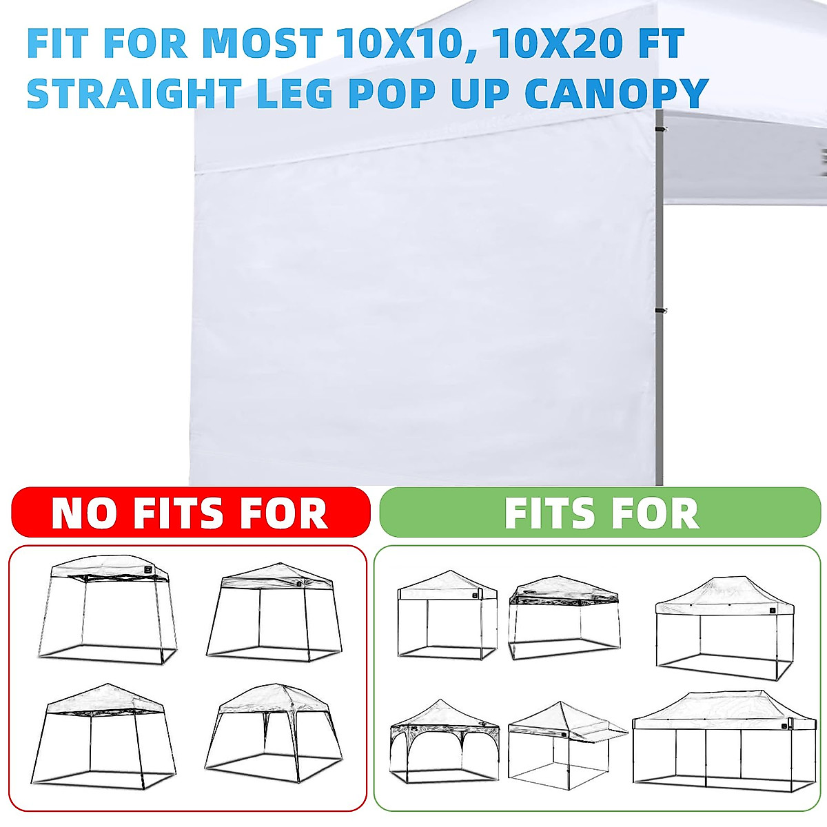 Joramoy Canopy Tent Sidewalls for 10×10 Pop Up Canopy, 3 Pack Instant Canopy Sunwall, Waterproof and UV Protection Canopy Shade Wall, Straight Leg Canopy Sidewalls 3 PCS Only(White)
