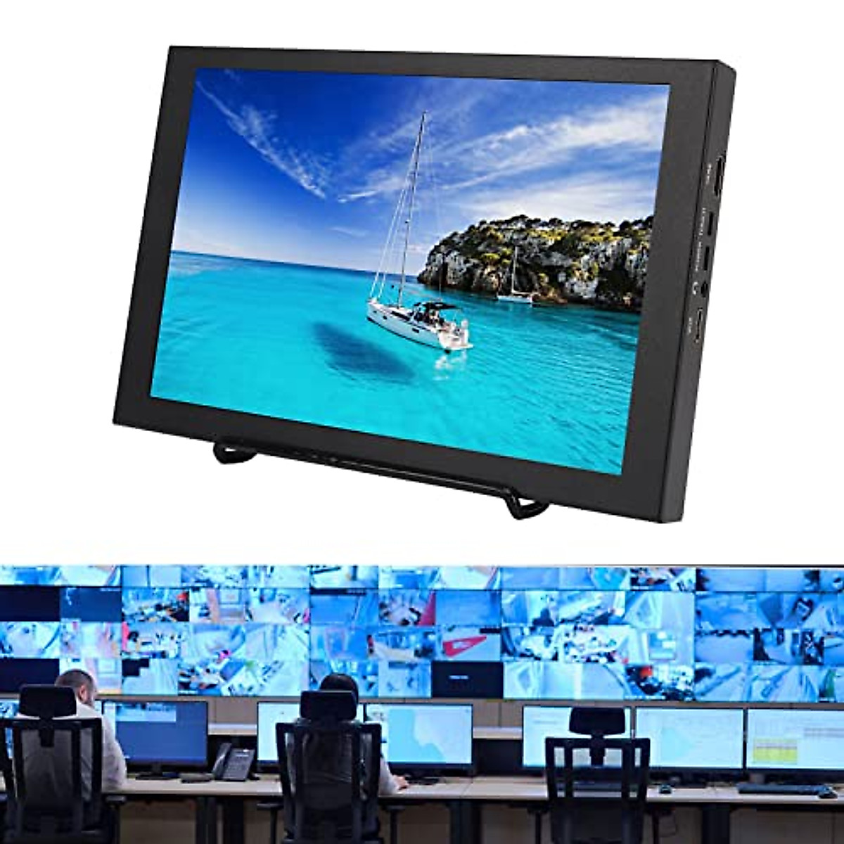 10.1 Inch Capacitive Display, 10.1in 050121113C Monitor Built in Speaker HD Multimedia and VGA Interface Color Touch Screen for DVRs