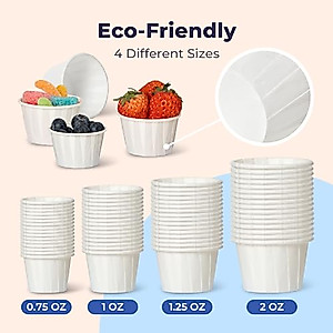 Fit Meal Prep [500 Pack] 2 oz Treated Paper Souffle Portion Cups for Condiments Samples Measuring Jello Shots Sauce Disposable Cup - White