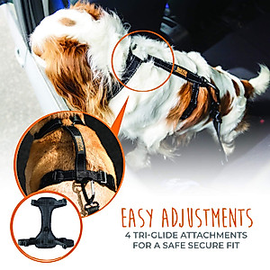 Mighty Paw Vehicle Safety Dog Harness - Adjustable Straps - Soft Padding - No Pull Front Leash Attachment - Padded Car Harness for Dog Vehicle Safety - Comfortable Dog Harness for All Dog Breeds