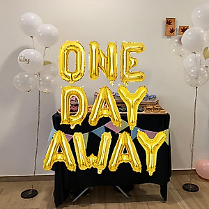 Geloar One Day Away Rehearsal Dinner Banner, One Day Away Party Supplies Balloons Banner for Tomorrow We Do The Night Before Wedding Bridal Shower Photo Background Decorations (Gold)