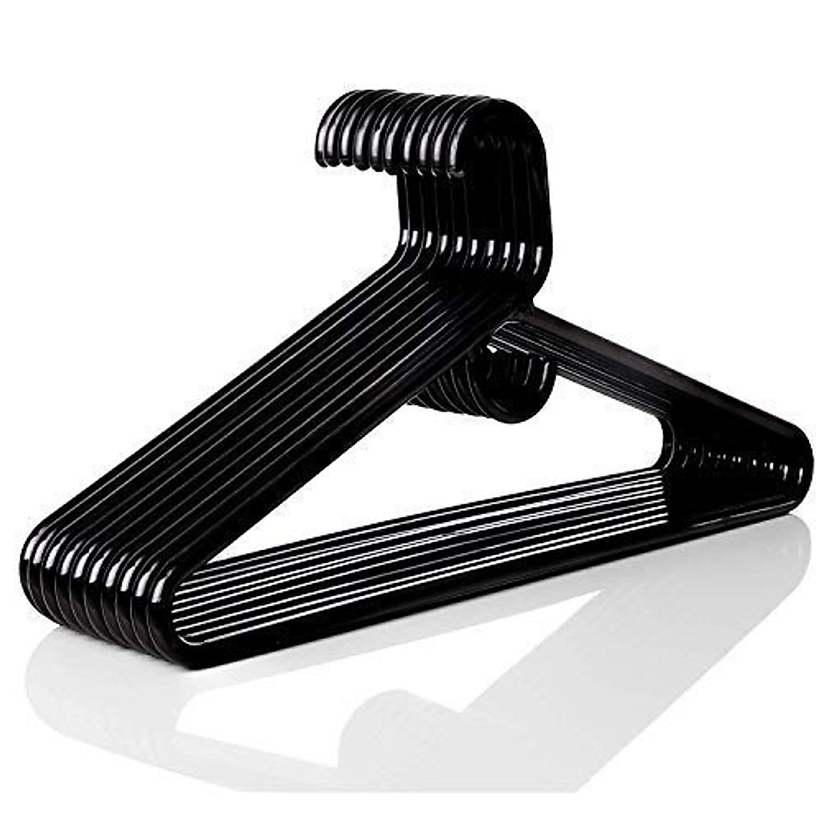 Plastic Hangers HD Heavy Duty, 24 Pcs. Black Color, Made in USA, 3/8” Thickness, Durable, Tubular, Lightweight, for Clothes, Coat, Pants, Shirts, Dress, Suits & More, BFSEALS