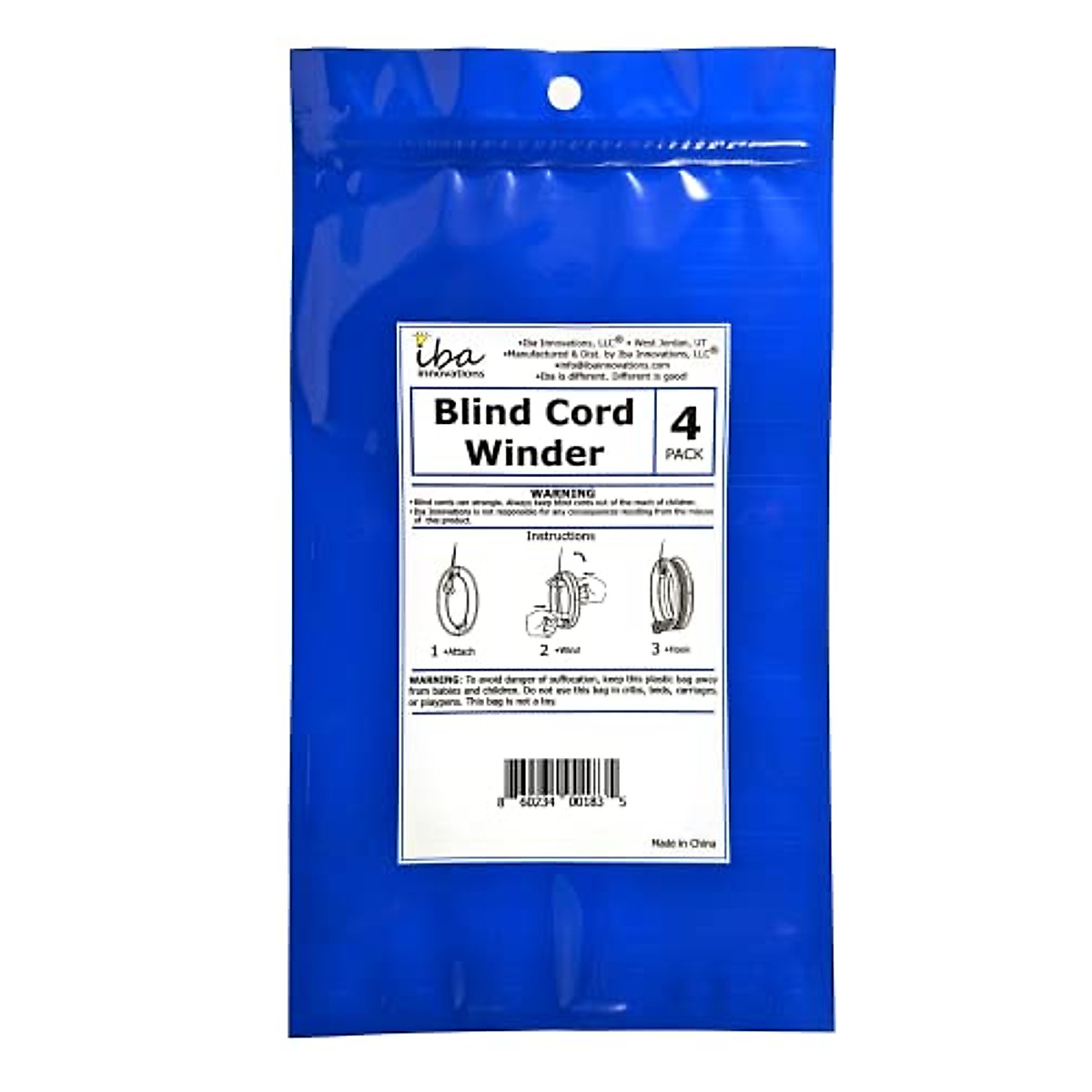 Iba Innovations Blind Cord Winder (4 - Pack) - No Wall Damage Safety Blind Cord Wrap Cleat Alternative