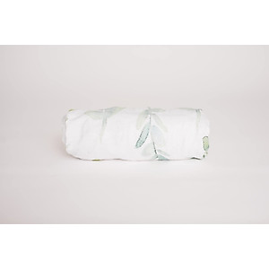 NODNAL CO. Leafy Bassinet Fitted Sheet - 100% Jersey Cotton for Baby Girl/Boy - Gender Neutral/Floral Eucalyptus Universal Fitted Cover Sheets (Leafy Greens)