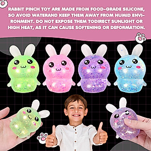 Easter Basket Stuffers,Easter Basket Essentials,4pcs Squishy Easter Bunny Stress Balls for Adults,Kids,Easter Toys Stress Relief Fidget Balls,Easter Party Favors for Kids,Easter Basket Ideas Gifts