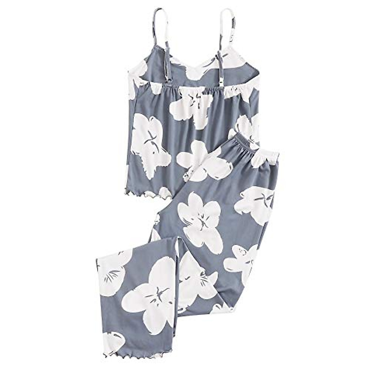Floerns Women's Tropical Print Cami with Pants Sleepwear Two Piece Pajama Set Multi Floral M
