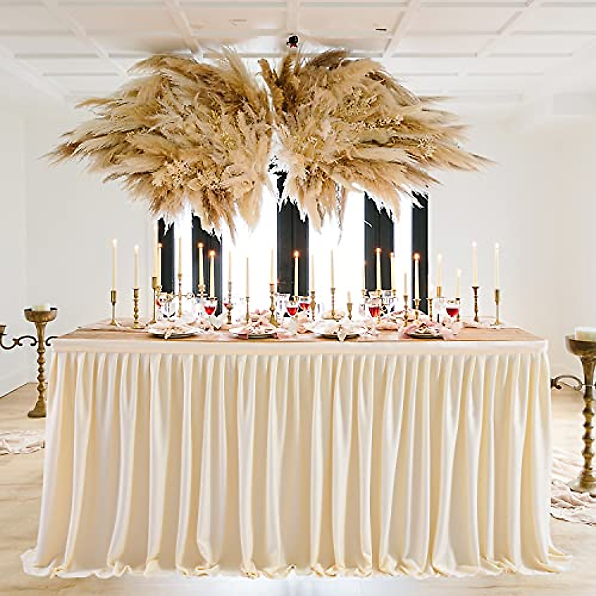 Leegleri 6 ft Ivory White Polyester Pleated Table Skirt for Rectangle Table,Ruffle Tutu Table Cloth for Baby Shower Wedding,Birthday Party,Gender Reveal,Dessert Cake Tables