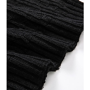 Villand 3 in 1 Womens Wool Hat Gloves & Scarf Winter Set, 3 Piece Cable Knitted Beanie Hat for Women with Gift Box, Black