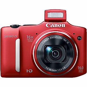 Canon PowerShot SX160 is 16.0 MP Digital Camera with 16x Wide-Angle Optical Image Stabilized Zoom with 3.0-Inch LCD (Red)