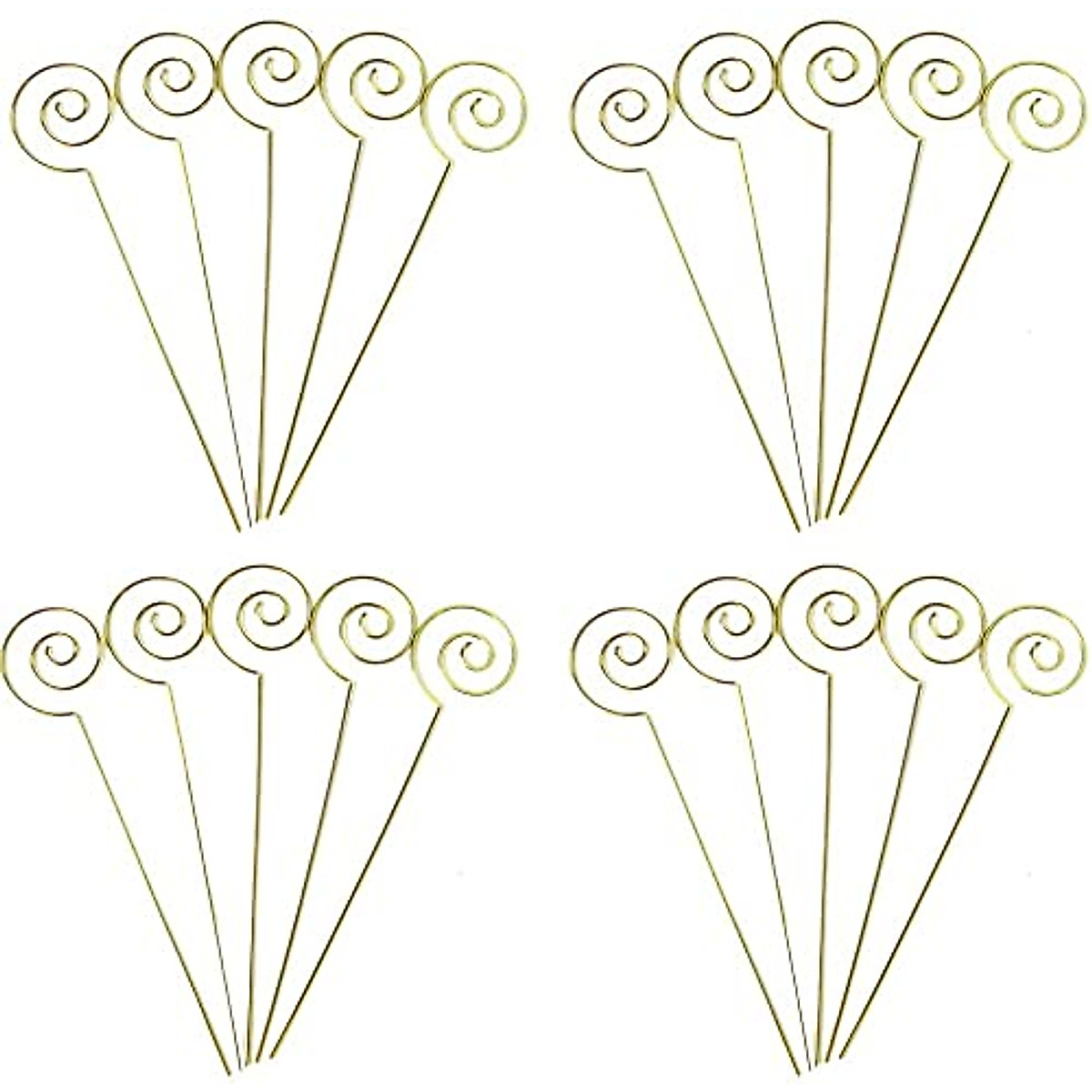 HOHIYA 50pc Floral Card Holder Pick Stick Wire Clip Place Photo Picture Centerpieces Memo Note Clamp Clay Cake Accessories Taiwan Made Gold 5 inch