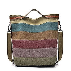 ROUROU Hobo Tote Bag for Women Top Handle Shoulder Bag Multi Color Canvas Crossbody Bag Large Capacity Handbag Casual Purse