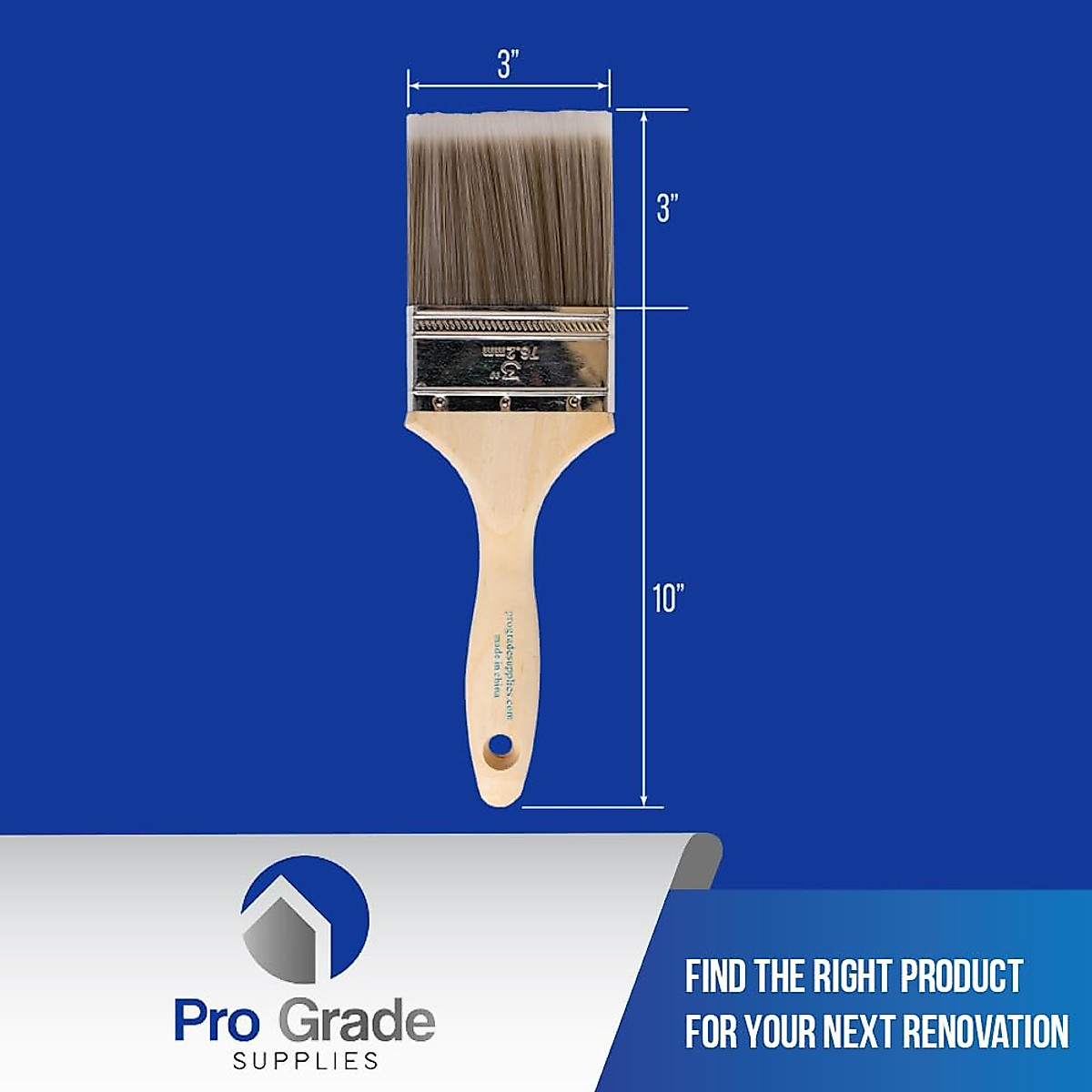Pro Grade - Paint Brushes - 2Ea 3" Flat Brushes
