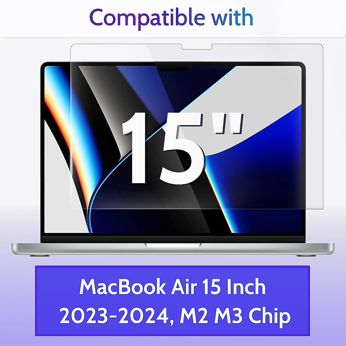 Peslv 3-Pack Anti Blue Light Screen Protector for MacBook Air 15 Inch(2023-2024, M2 M3)-A2941 A3114, 15.3" Mac Laptop Glare Filter Uv Blocker Shield Cover Eye Protection Film