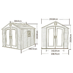 Lifetime 6405 Outdoor Storage Shed with Window, Skylights, and Shelving, 8 by 10 Feet
