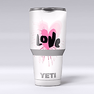 Design Skinz Splattered Pink Love - Skin Decal Vinyl Wrap Kit Compatible with The Yeti Rambler Cooler Tumbler Cups
