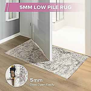 Pajata 5X7 Vintage Moroccan Persia Area Rug - Non-Slip, Non-shed, Stain Resistant, Distressed for Bedroom Kitchen and Living Room(Purple)