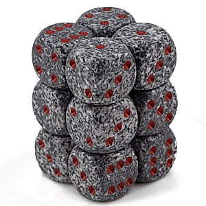 Chessex Speckled 16mm d6 Granite Dice Block, 12 dice, Multicolor