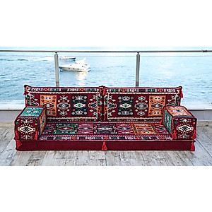 Maroon Arabic Sofa Set, Authentic Floor Couch, Sectional Sofas, Arabic Majlis, Turkish Rug, Couch Covers, Sofa Bed, Poufs (4'' Thickness Sofa)
