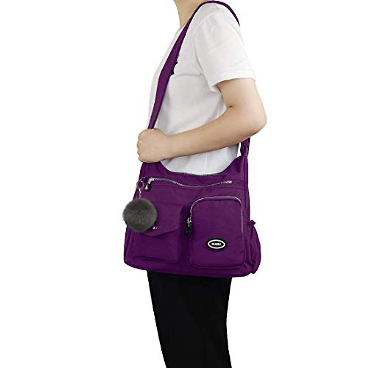 SUKRY Nylon Crossbody Bag for Women with Anti theft RFID Pocket, Waterproof Shoulder Bag Travel Purses and Handbag (Gorgeous purple)