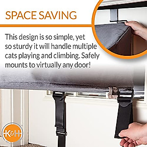 K&H PET PRODUCTS Hangin' Cat Condo Door Mounted Cat Furniture Cat Tree Classy Gray 5 Story High Rise