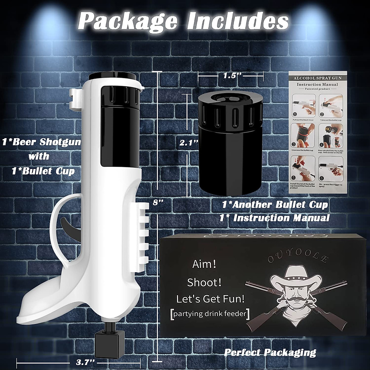 OUYOOLE Alcohol Shot Gun with 2 Cartridges Shotgun Tool Funny Gifts for White Elephant Bachelor Party Beverage Gun