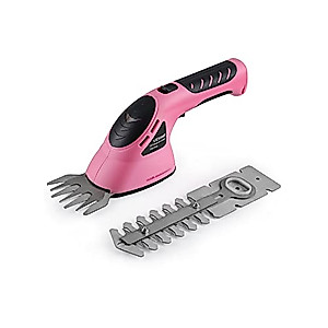 Lichamp 2-in-1 Electric Hand Held Grass Shear Pink Hedge Trimmer Shrubbery Clipper Cordless Battery Powered Rechargeable for Garden and Lawn, CGS3602PK Pink