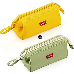 CICIMELON Pencil Case Large Capacity Pencil Pouch Pen Bag for Students Green Yellow