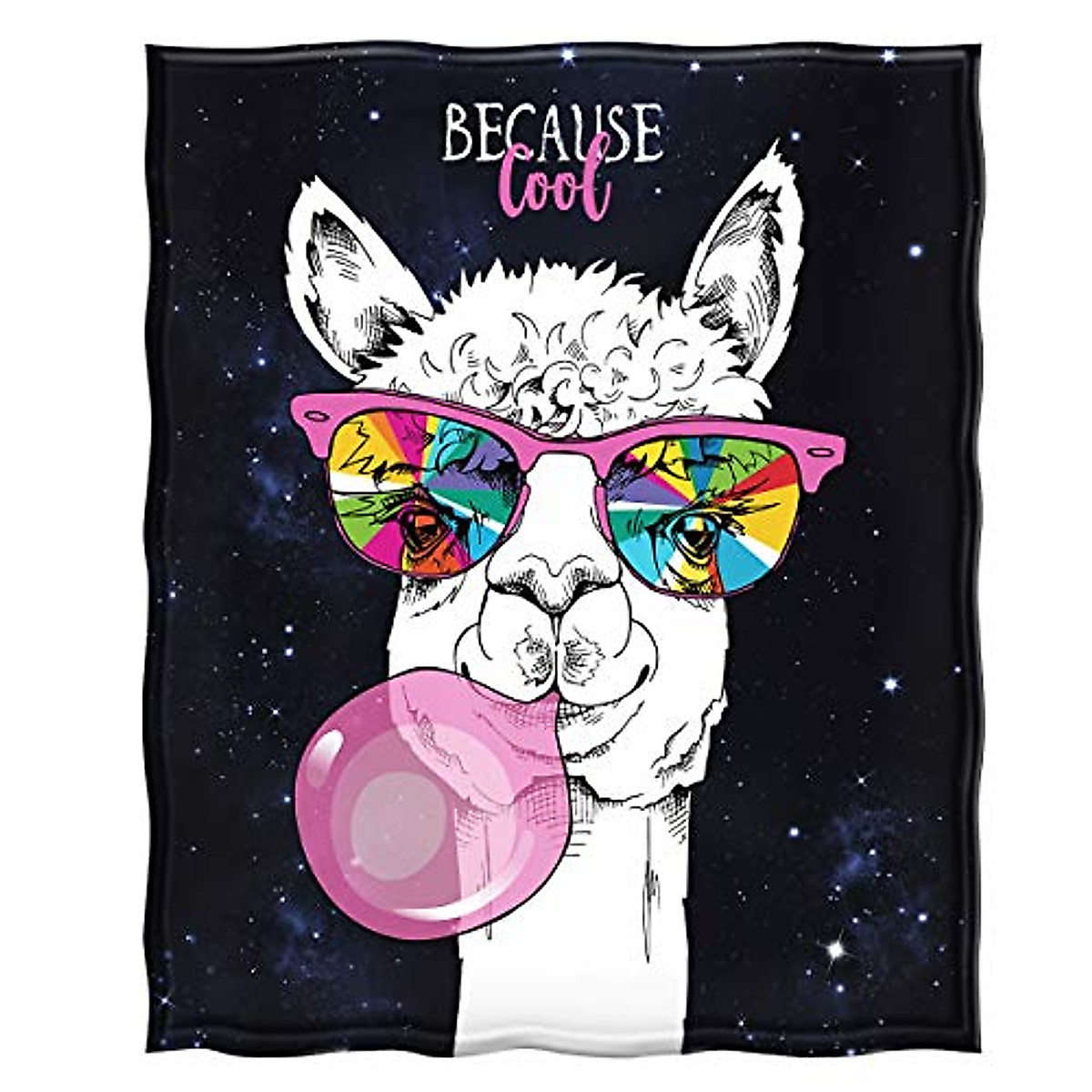 Jekeno Cartoon Alpaca Llama Blanket Soft Warm Print Throw Blanket for Kids Adult Office Gift 50"x60"
