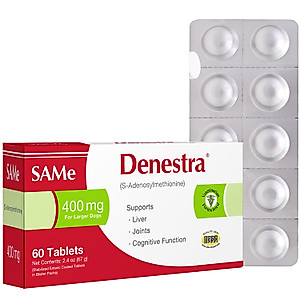 Denestra - Same for Dogs & Cats - S-Adenosyl-L-Methionine - Liver, Joint and Cognitive Support for Cats and Small Dogs - Vet Approved - 400 mg - 180 Tablets