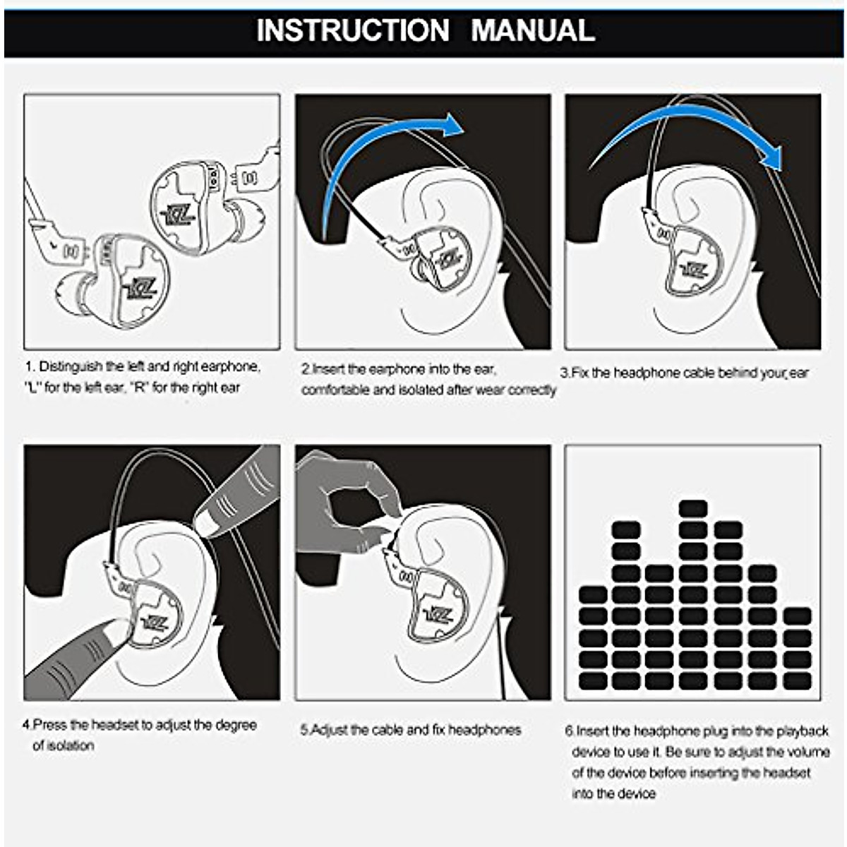 in-Ear Monitor Headphones,KZ ZS10 Five Drivers High Resolution Earphones/Earbuds with Detachable Cable (Black with Mic)