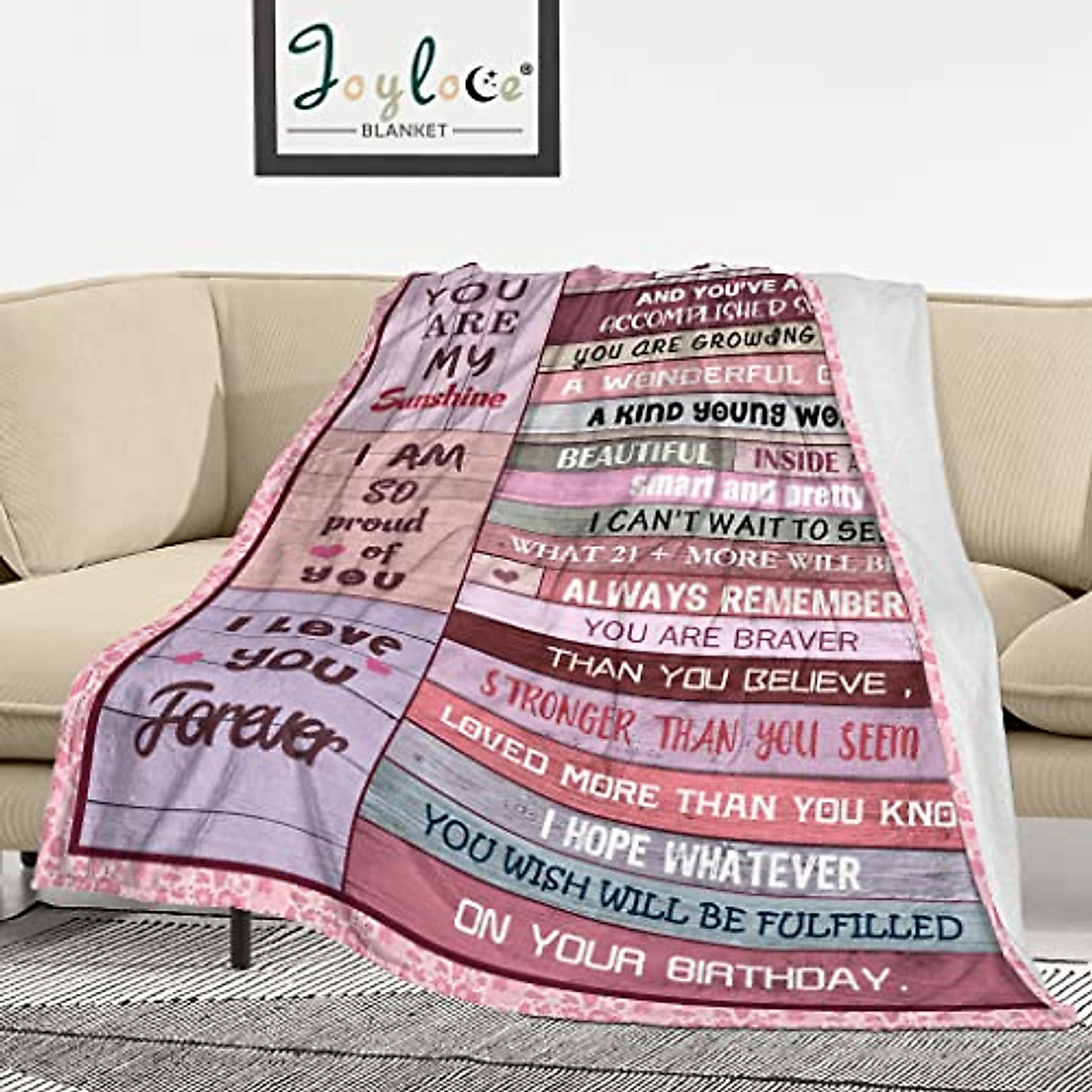 Joyloce 21st Birthday Gifts For Her Blanket 60"X50", 21st Birthday Decorations - Turning 21 Gifts For Women - 21st Birthday Gift Ideas - 21 Bday Decorations - Best Gifts For 21 Year Old Women Blankets
