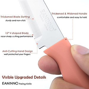EANINNO Paring Knife Set-4 Paring Knives 4 Cover, Upgraded 3.8 inch Small Peeling Fruit Knife Stainless Steel Kitchen Sharp Cutting Vegetable with Sheath Thickened Blade Handle