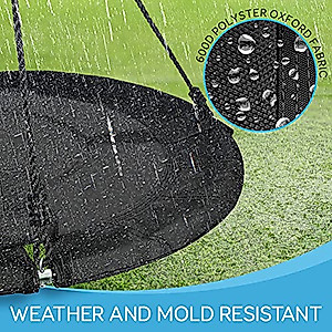 SereneLife Saucer Swing with Hang Kit, Outdoor Tree Swing with Swivel Spinner for Kids (Black)