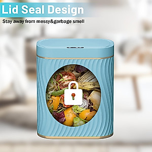 steo spce Bathroom Small Trash Can with Automatic Touchless Lid, 2.6 Gallon Smart Garbage Can Narrow Waterproof Trash Bin for Bedroom, Office, Living Room-Blue