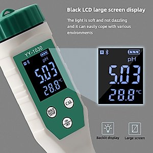 Focket 2 in 1 Smart Bluetooth PH Meter, APP Control Temp Meter, 0.01 Resolution High Accuracy PH Tester LCD Display Digital PH Meter for Drinking Water Hydroponics Aquarium