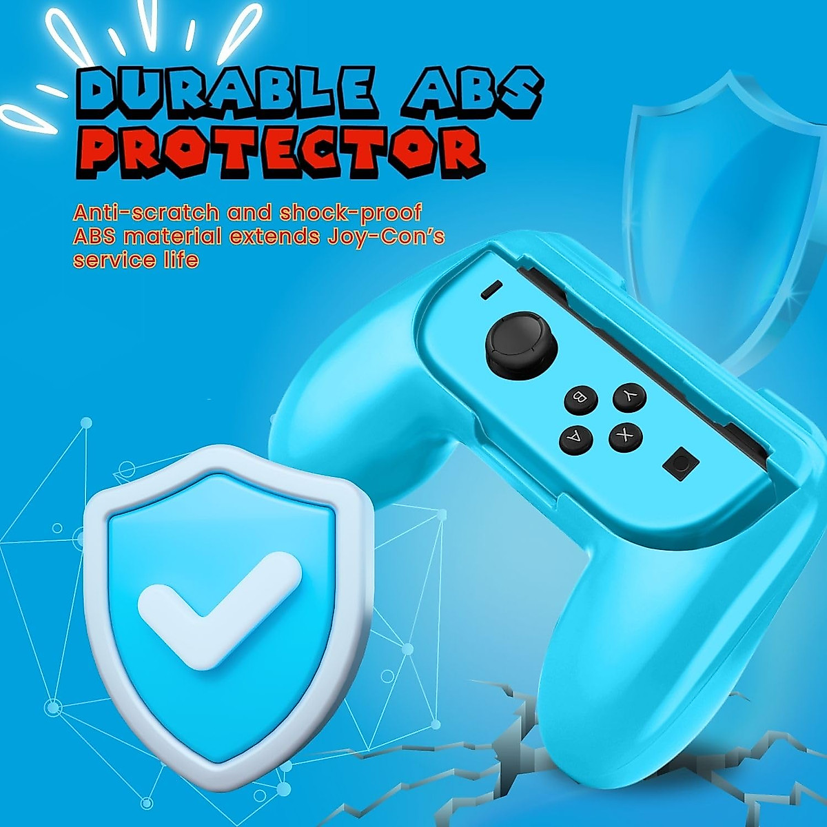 TNP Joy-Con Grip for Nintendo Switch/OLED (2 Pack Red + Blue) Comfortable Grip Wear Resistant Joy-Con Handle Game Controller Kit Accessory for Nintendo Switch, Switch OLED