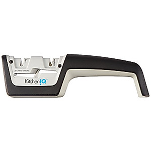 Kitchen IQ Diamond Pro Pull-Thru Knife and Scissor Sharpener,White/Black