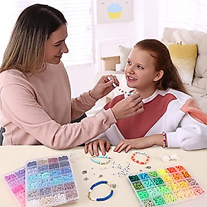 QUEFE 9000pcs, 72 Colors Clay Beads for Bracelet Making Kit for Girls 8-12, Polymer Heishi Letter Beads for Jewelry Making, for Gifts, Crafts, Preppy