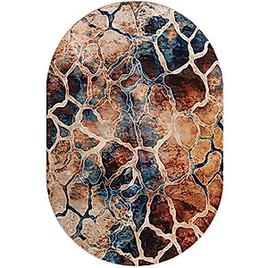 Unique Loom Mystic Collection Area Rug - Fitz Roy (6' 1" x 9' Oval, Brick Red/Brown)