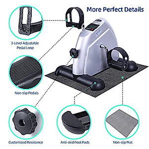 Under Desk Bike Pedal Exerciser, Mini Exercise Bike Portable Peddler Sitting for Seniors with LCD Display Sportneer Foot Cycle Arm & Leg Bike Pedals Exerciser with Anti-Skid Mat for Home Office