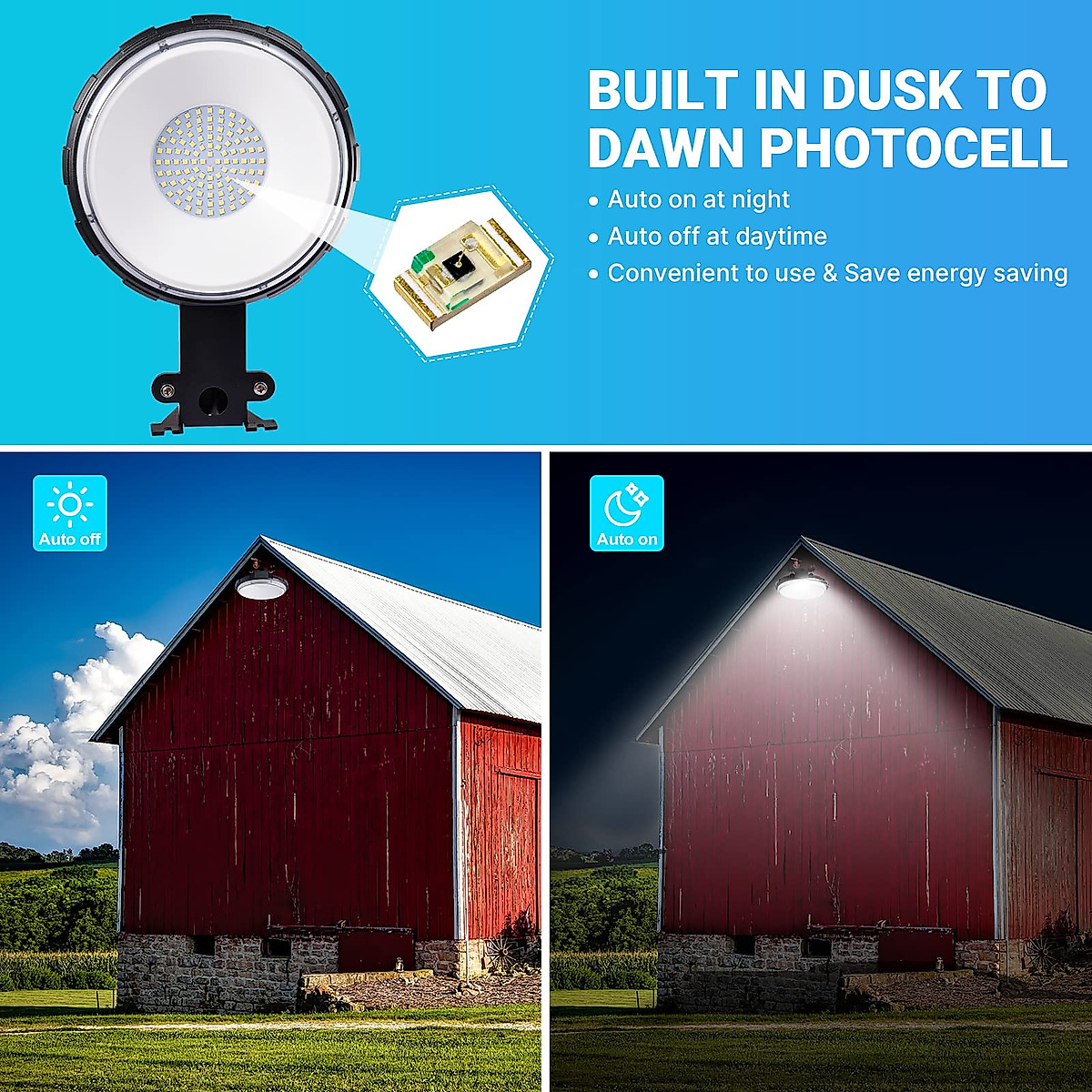 Ankishi 5 Pack Led Barn Lights 100W 12000LM LED Dusk to Dawn Outdoor Lighting (500 Watt MH/HPS Replacement) 5000K Daylight White IP65 Waterproof Area Street Light for Barn Farmhouse Yard Patio