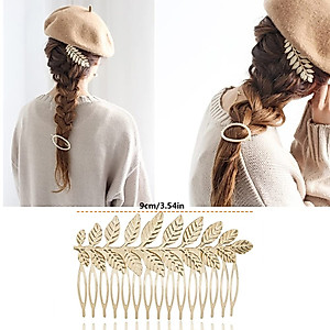 6 Pack Vintage Hair Side Combs Metal for Women Girl, Bridal Leaf Decorative Clips Gold French Twist Hair Slide Comb with Teeth Grip for Bride Wedding Headpiece Hair Accessories