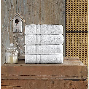 Hammam Linen White Hand Towels 4-Pack -16 x 29 Turkish Cotton Premium Quality Soft and Absorbent Small Towels for Bathroom