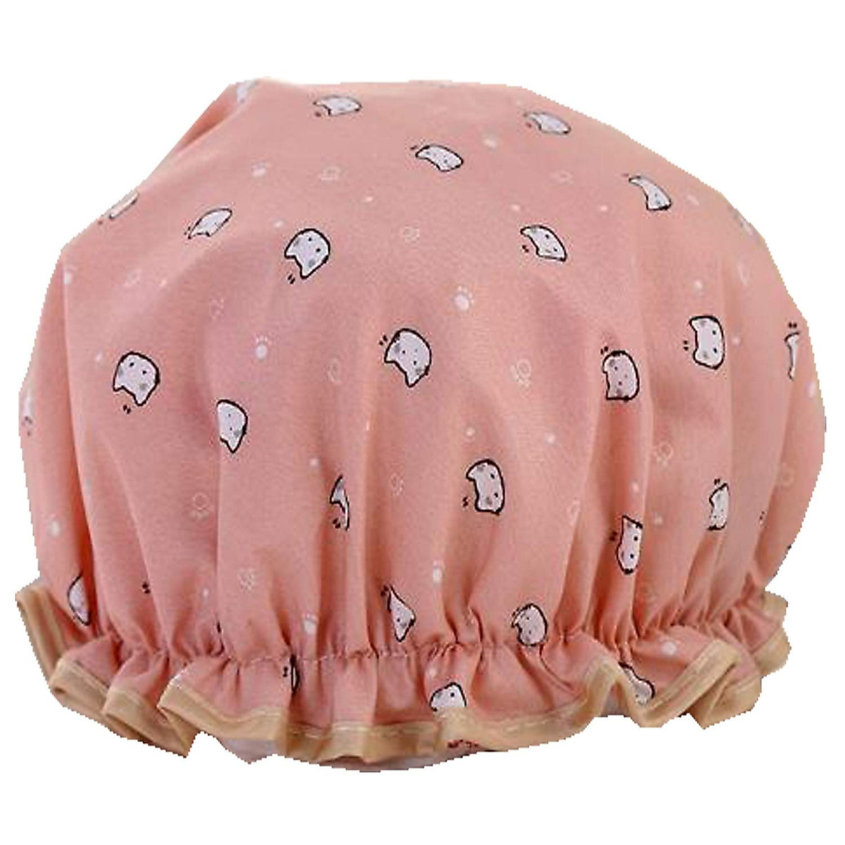Fashion Design Stylish High Quality Reusable Shower cap with Beautiful pattern and color (Adult Size, Pink Cat)