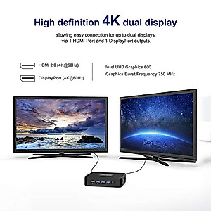 Mini PC GK41 Mini Desktop Computers 8GB DDR4 128GB SSD Intel Celeron J4125 Processor Dual LAN Mini PC, Digital Mic, Business Small PC 4K HDMI/DisplayPort HTPC, Dual Band Wi-Fi Micro PC