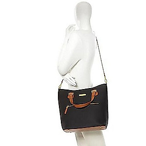 JOY & IMAN Alexandria Leather Tote Crossbody Zip Pockets Cognac NEW 539-083