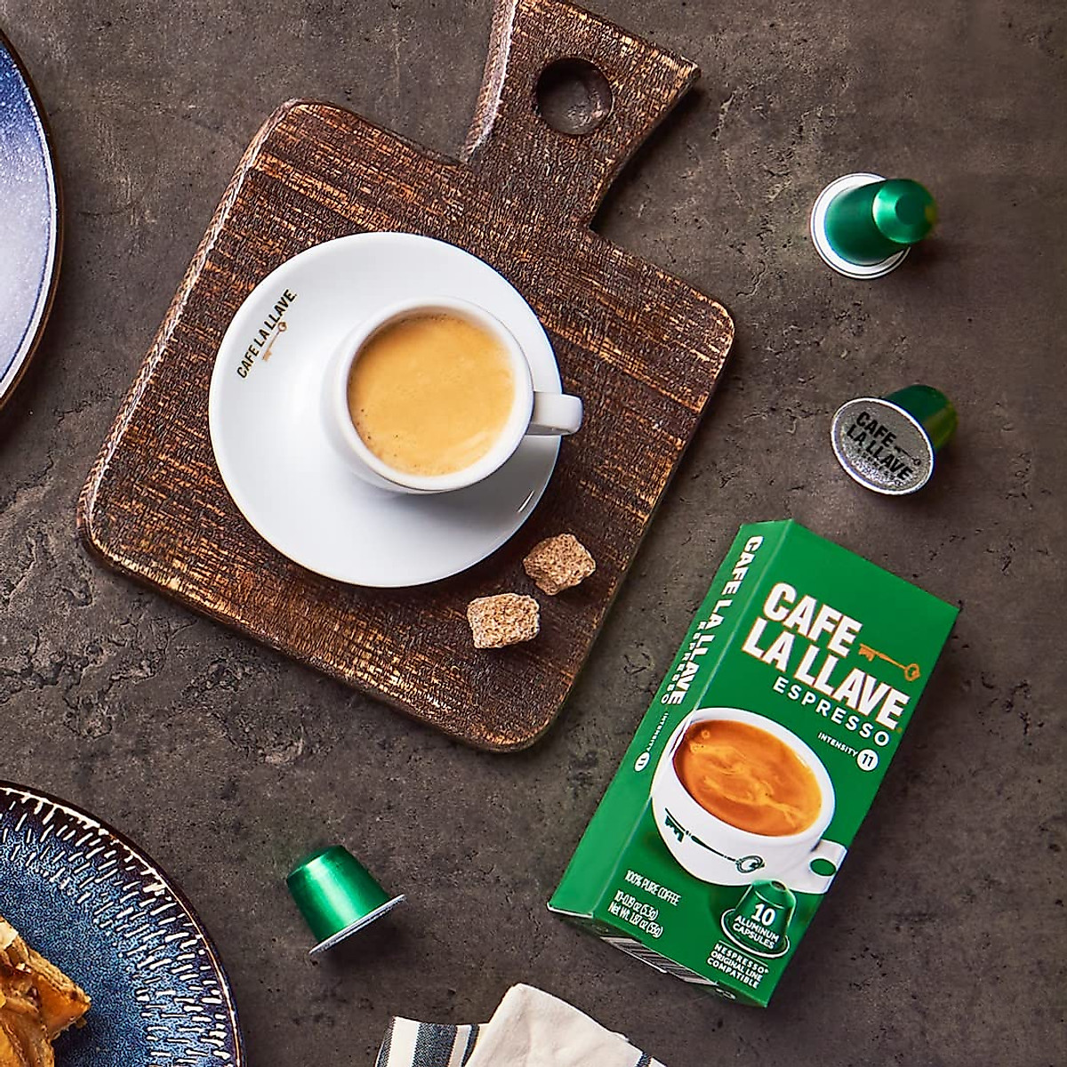 Cafe La Llave Espresso Capsules, Intensity 11-Recylable Coffee Pods (80 Count) Compatible with Nespresso OriginalLine Machines