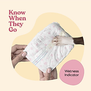 Comfortable Female Dog Diapers - 12-Pack Super Absorbent Disposable Doggie Diapers - FlashDry Gel Technology & Wetness Indicator - Leakproof Diapers for Dogs in Heat, Excitable Urination, Incontinence