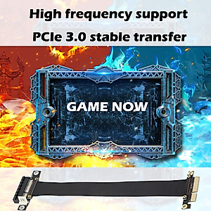 GINTOOYUN PCIE 4X Extension Cable,PCI-Express 3.0 4X Male to Female Riser Cable PCI-E 4X Extender Adapter Jumper for Graphics Card,23cm 180 Degree