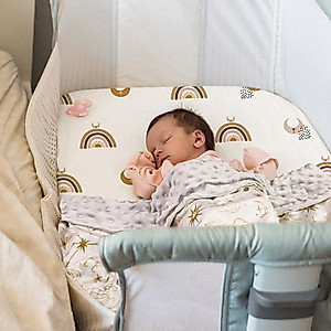 Soarwg Kids Bassinet Sheets, Bassinet Sheets for Baby Boy and Girl, Bassinet Sheet Neutral, Fit for Rectangle, Round, Oval, Hourglass Mattress, Flexible for Different Bassinet Pad/Mattress 2 Pack